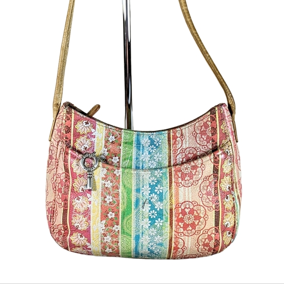 Fossil | Bags | Vintage Fossil Leather Multi Color Crossbody Hobo Bag ...
